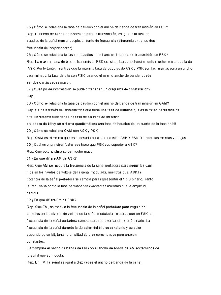 Relación entre la tasa de baudios y el ancho de banda en diferentes ...