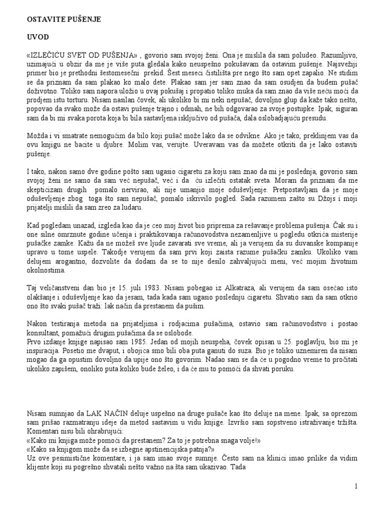 Lak Nacin Da Ostavite Pusenje KNJIGA | PDF