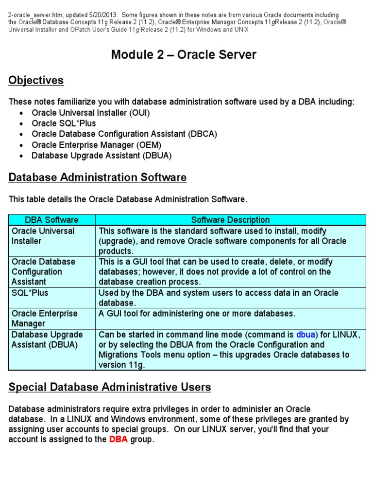 Module 2 - Oracle Server | PDF | Installation (Computer Programs ...