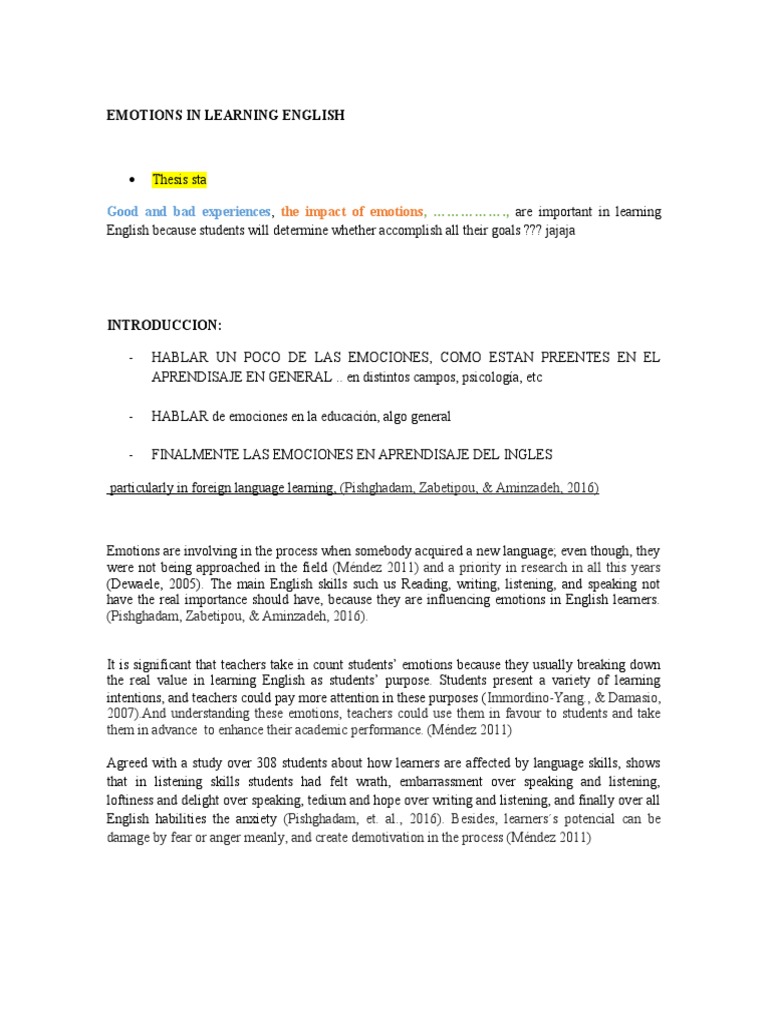 Emotions Impacting English Learning | PDF | Motivation | Motivational