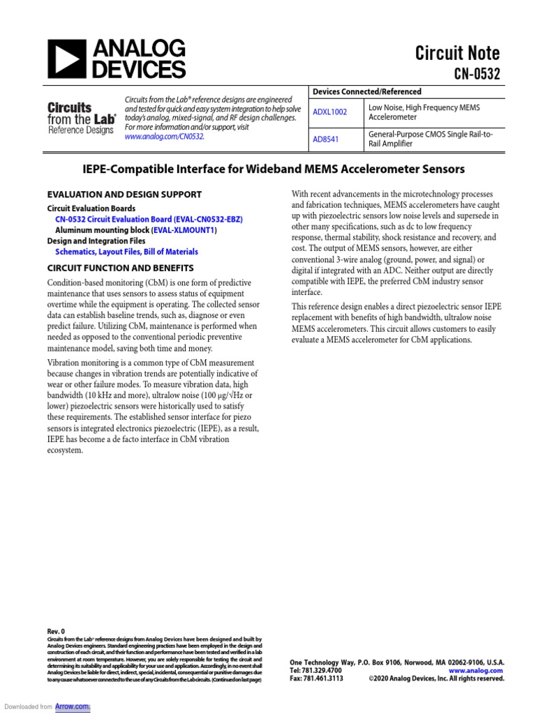 Circuit Note: IEPE-Compatible Interface For Wideband MEMS Accelerometer ...
