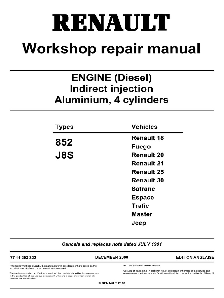 Manual de Reparo Motor RENAULT MASTER | PDF | Renault | Automotive ...