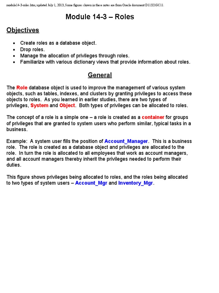 Module 14-3 - Roles | PDF | Databases | Computer Data