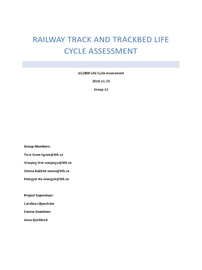 Railway Track & Life Cycle Assessment | PDF | Life Cycle Assessment ...