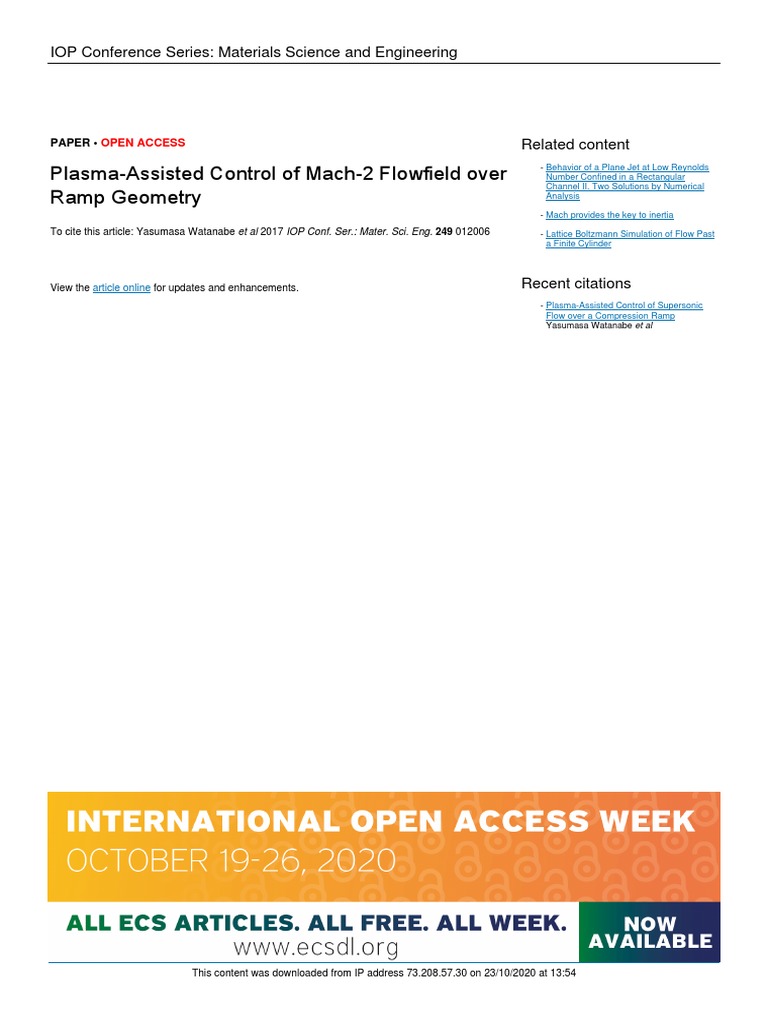 Plasma Control of Mach-2 Flowfield | PDF | Shock Wave | Mach Number