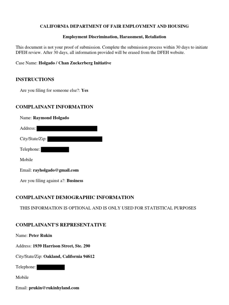 Instructions: California Department of Fair Employment and Housing ...