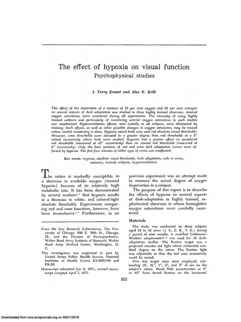 The Effect of Hypoxia On Visual Function | PDF | Retina | Hypoxia (Medical)
