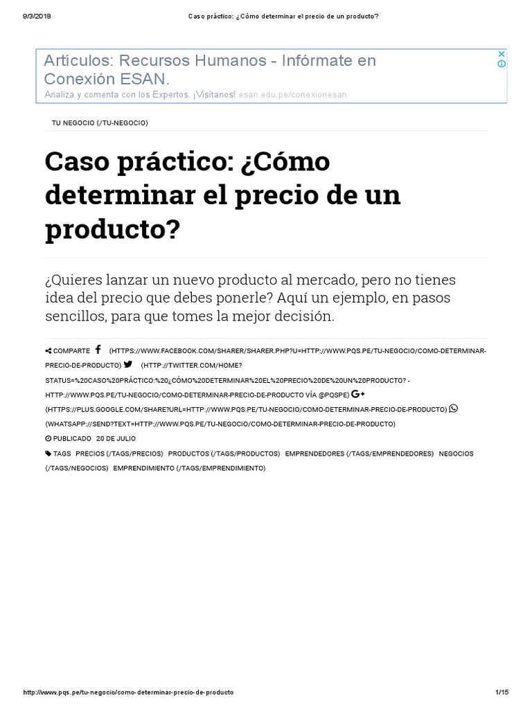 Caso práctico_ ¿Cómo determinar el precio de un producto_ | PDF ...