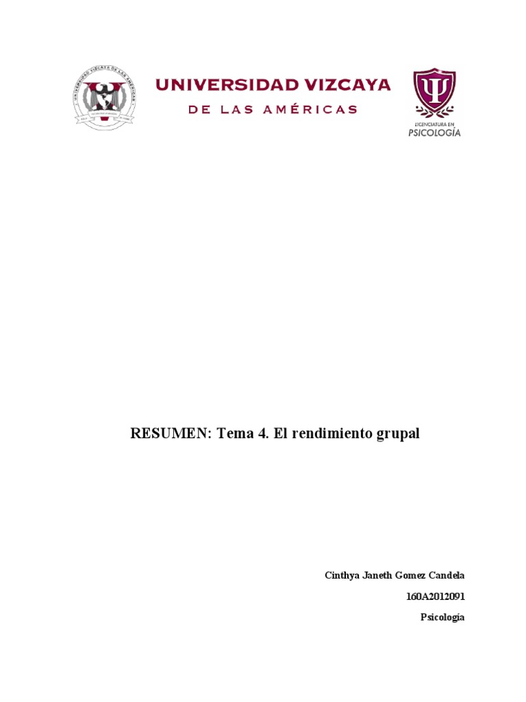 El Rendimiento Grupal - Resumen | PDF | Motivación | Motivacional