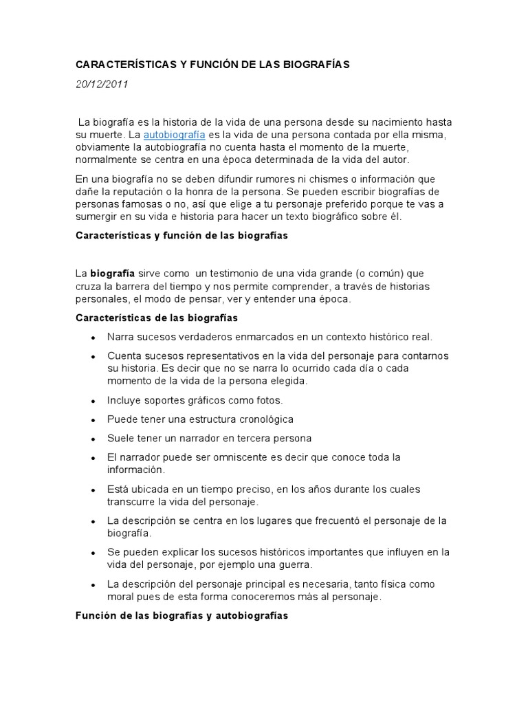 Características y Función de Las Biografías | PDF | Biografía | Vida