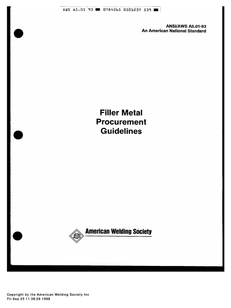 AWS A5.01 (Filler Metal Procurement Guidelines) | PDF