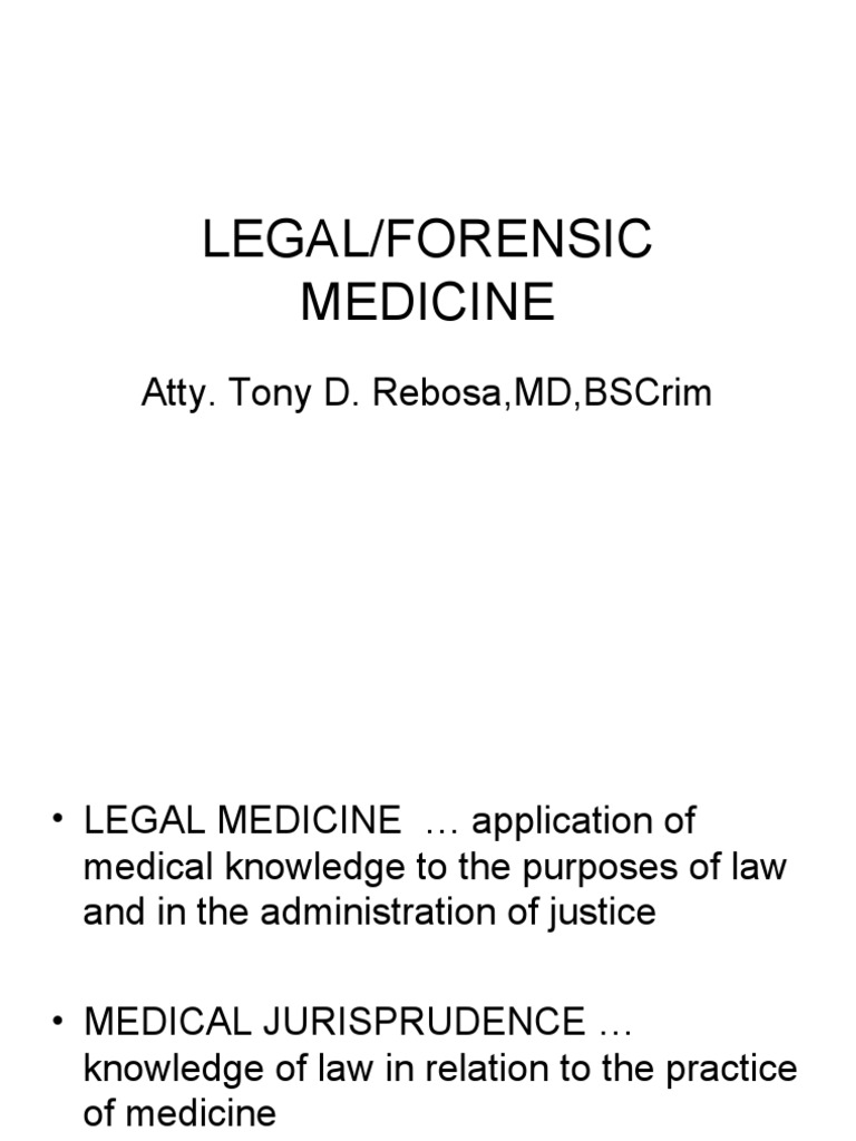 Forensic Medicine Overview by Atty. Rebosa | PDF | Evidence | Fingerprint