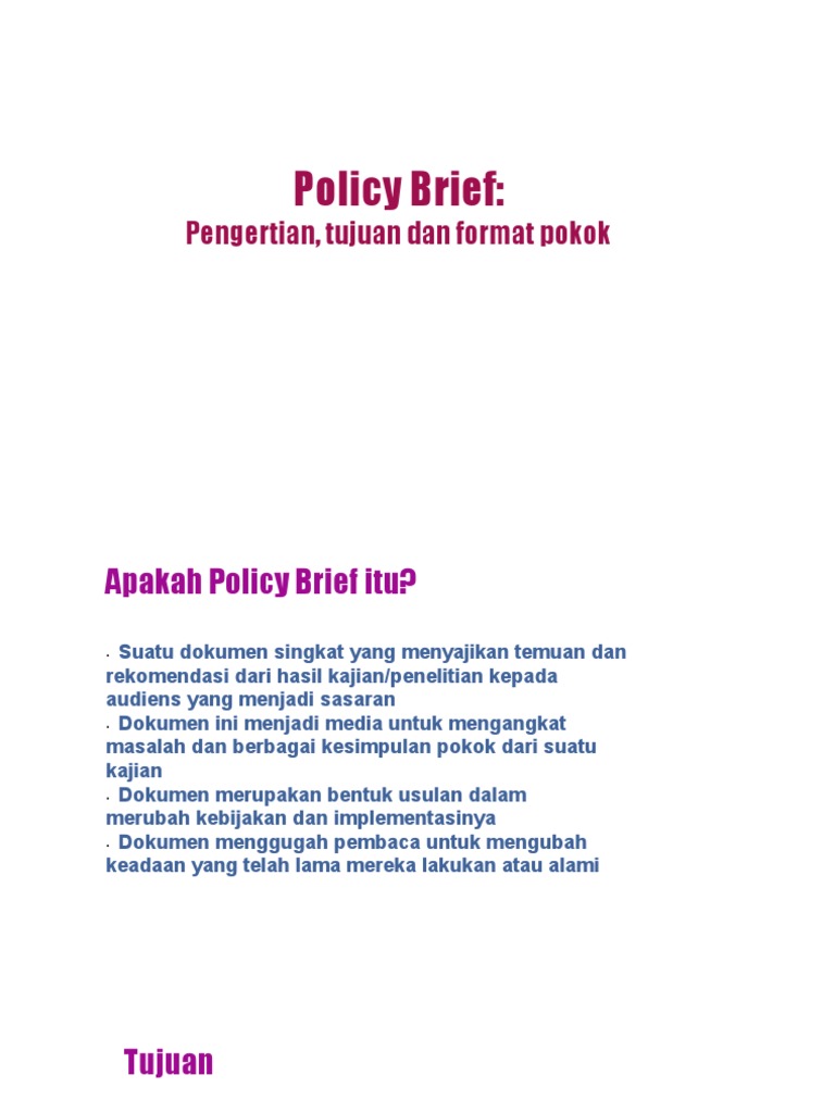 Memahami Policy Brief dan Tujuannya | PDF | Karier & Perkembangan | Bisnis