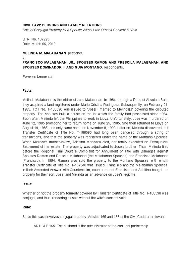 Malabanan v. Malabanan, JR | PDF | Annulment | Marriage