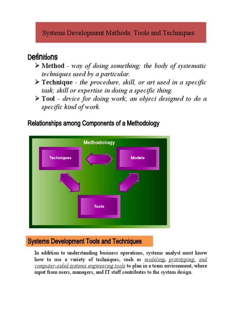 Module 1 Lesson 2 and 3 Systems Development Methods Tools and Techniques | PDF | Conceptual ...