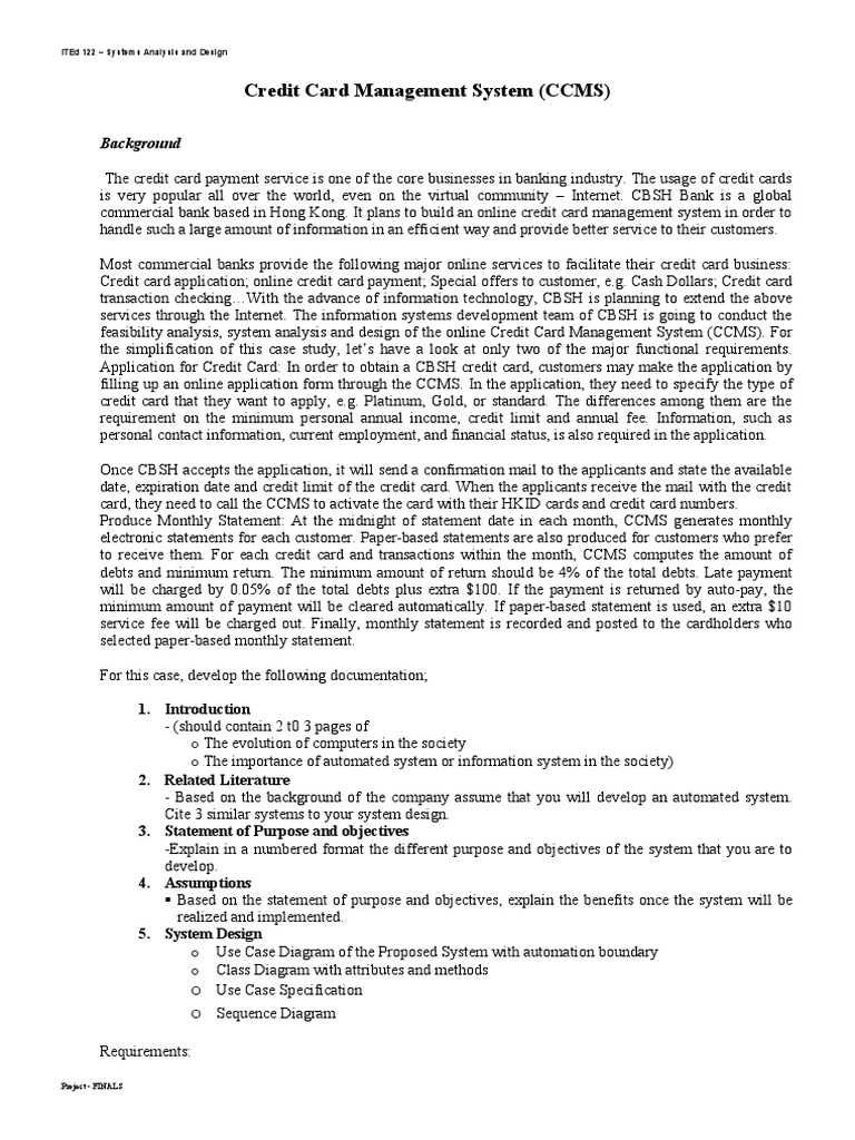 Credit Card Management System (CCMS) : Background | PDF | Credit Card ...