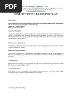 TLE Learning Plan | PDF | Housekeeping | Cognition