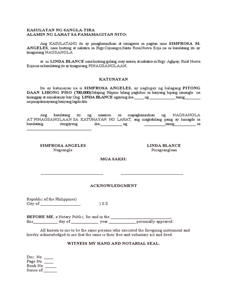 KASULATAN NG SANGLA... Len | PDF