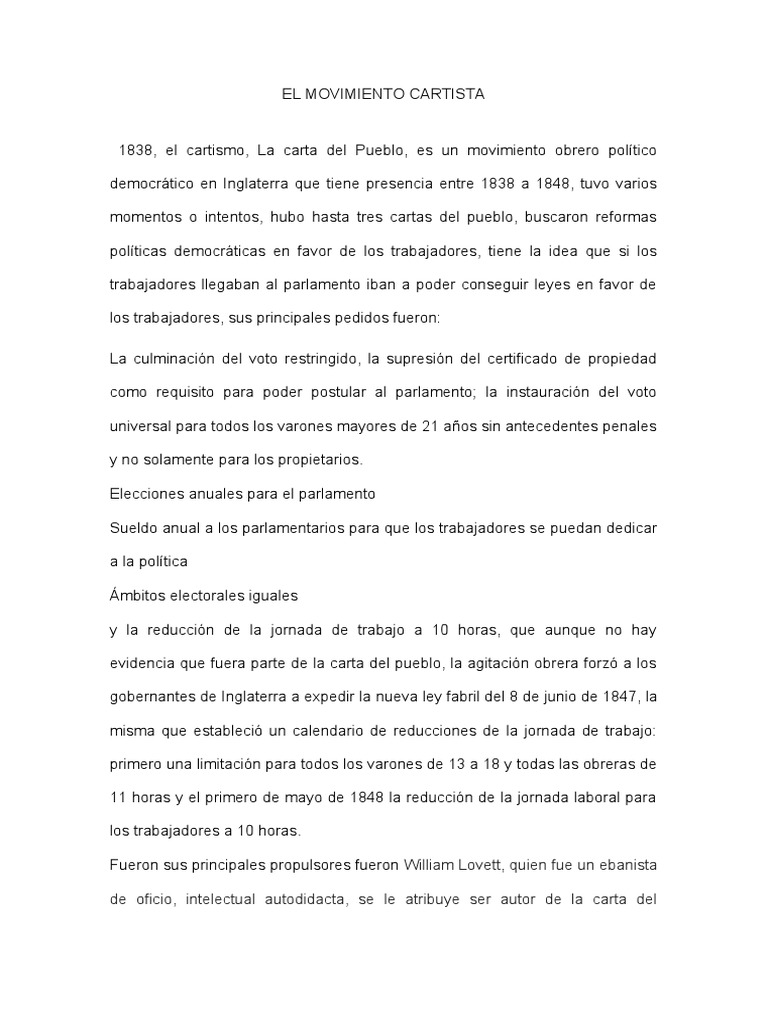 El Movimiento Cartista | PDF