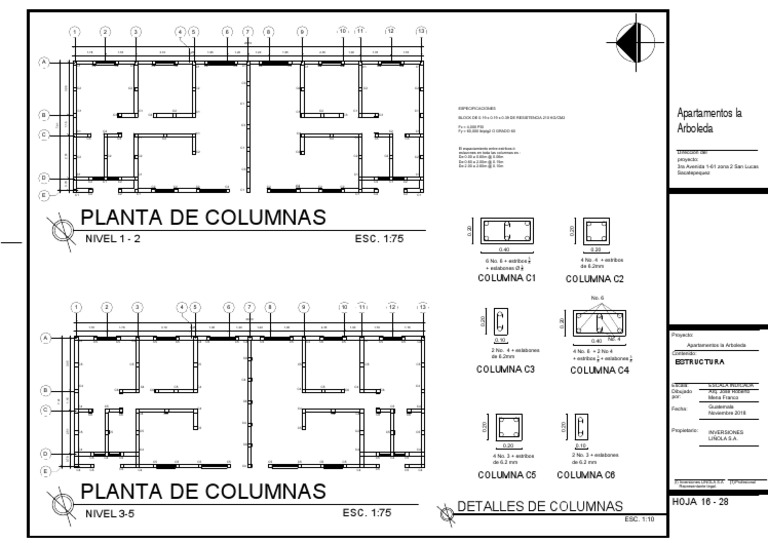 Planta de Columnas: Apartamentos La Arboleda | PDF