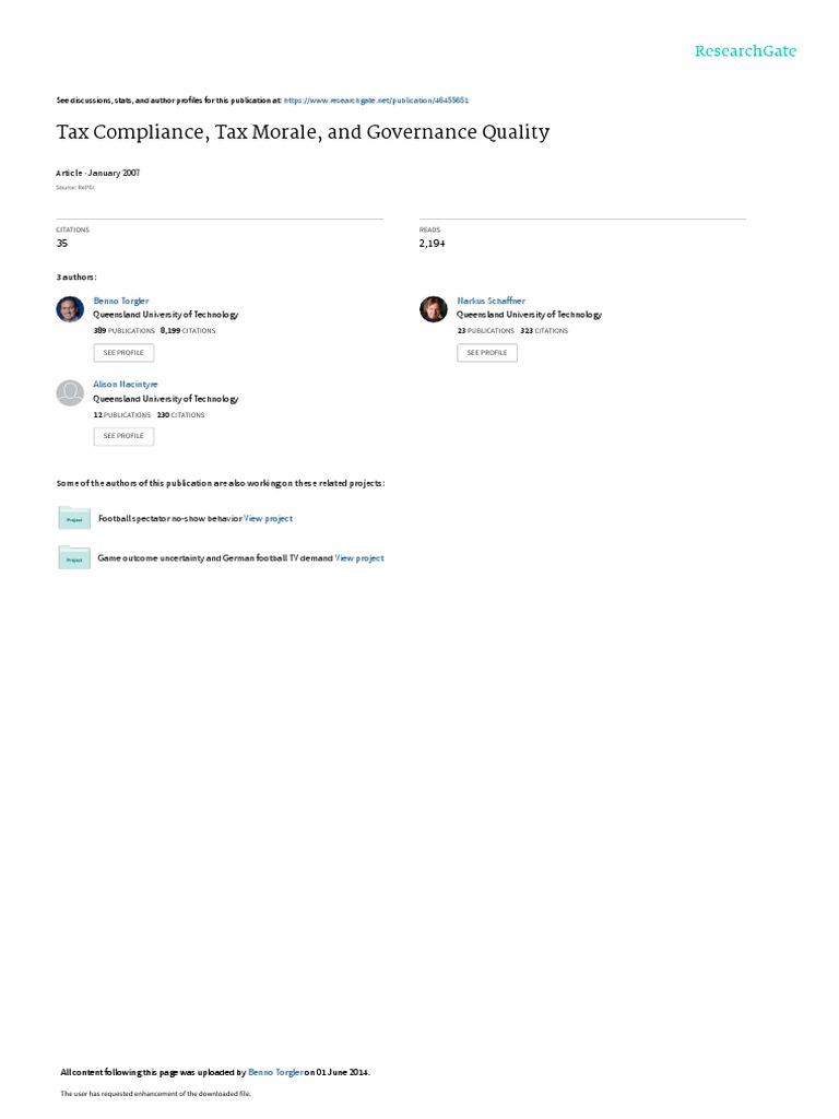 Tax Compliance, Moral.. | PDF | Survey Methodology | Experiment