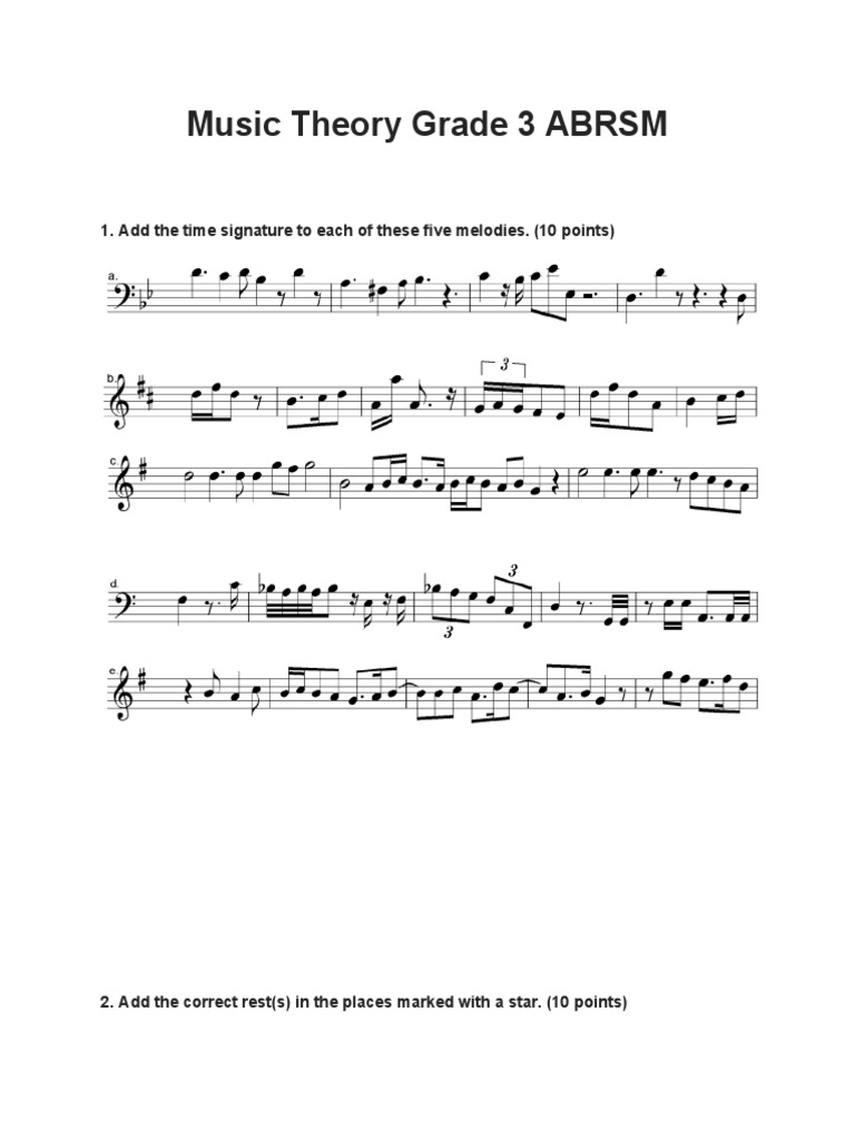 ABRSM Grade 3 Music Theory Practice | PDF | Art