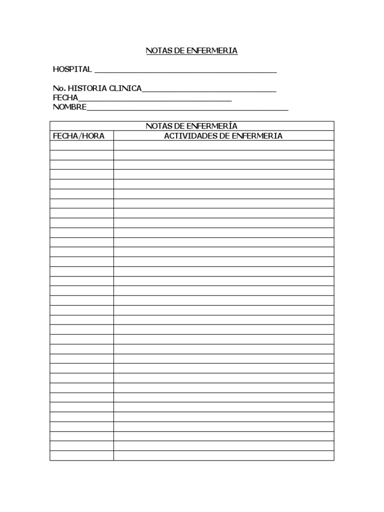 Plantilla De Nota Médica En Word