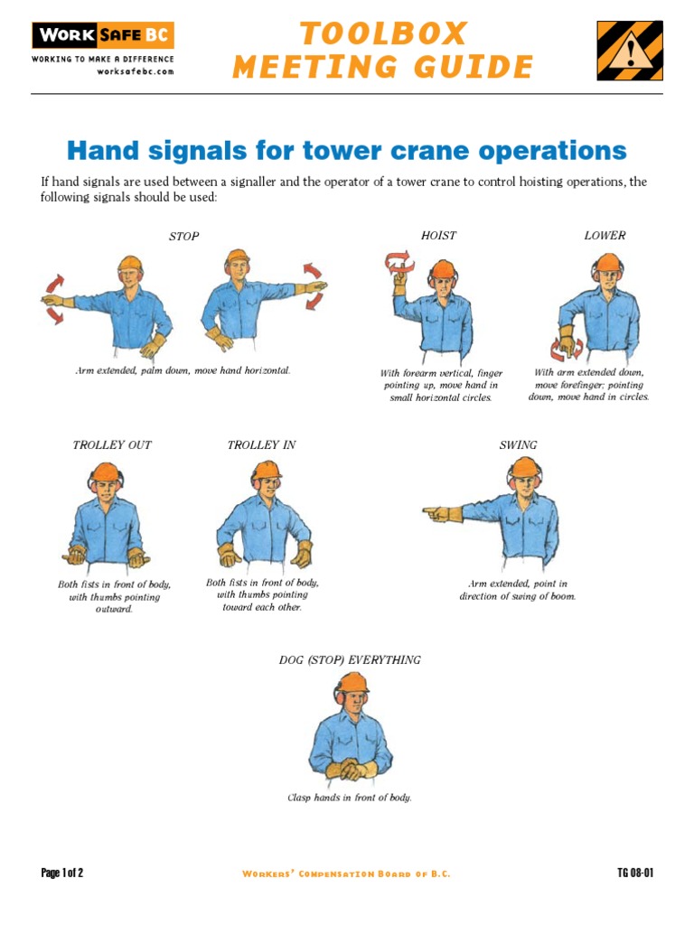 TG08-01 Hand Signals For Tower Crane | PDF | Hand | Crane (Machine)