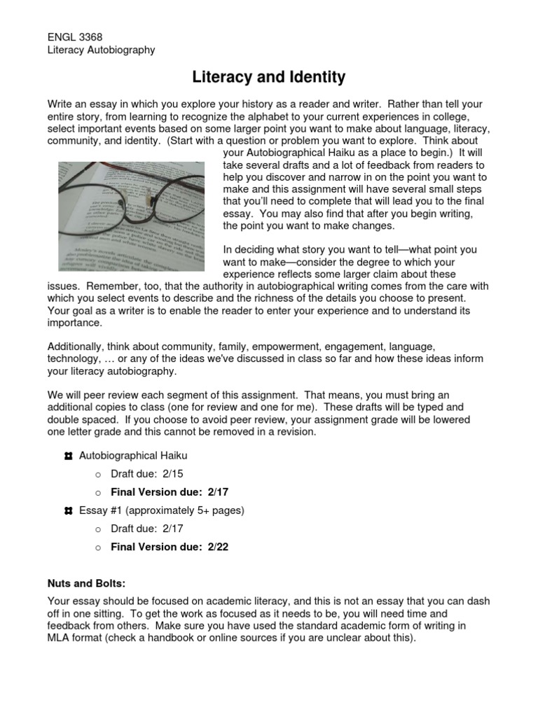 ENGL 3368 Literacy Autobiography | PDF | Autobiographies | Literacy