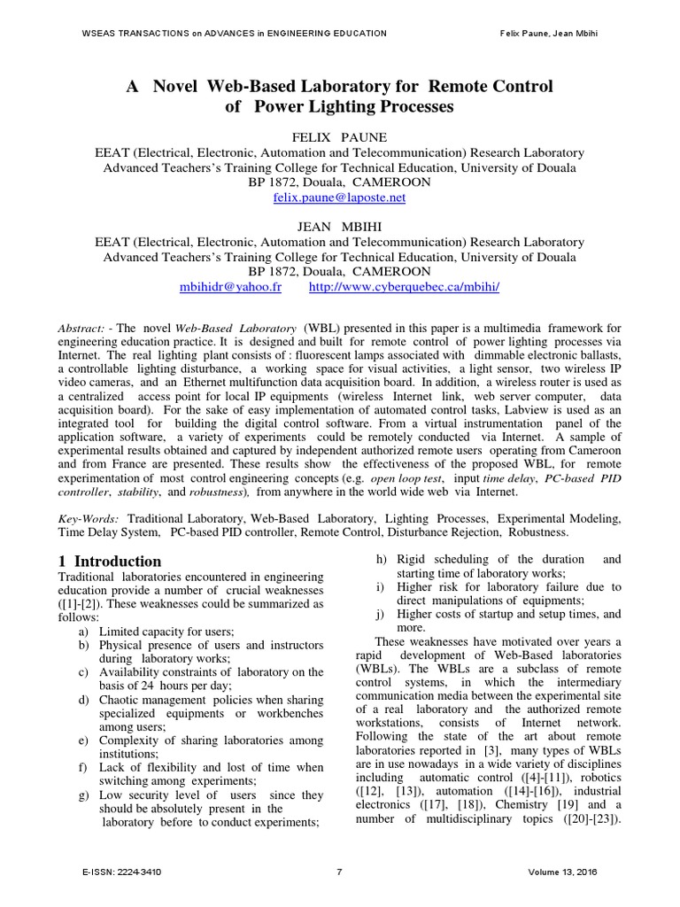 A Novel Web-Based Laboratory For Remote Control of Power Lighting ...