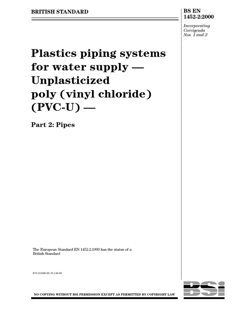 BS en 1452 Part 2 PDF | PDF | Pipe (Fluid Conveyance) | Polyvinyl Chloride