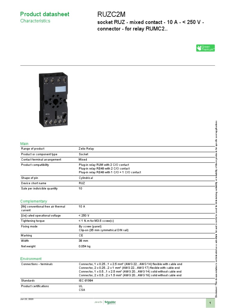 Zelio Timer Relays - RUZC2M | PDF | Electrical Connector | Ac Power ...