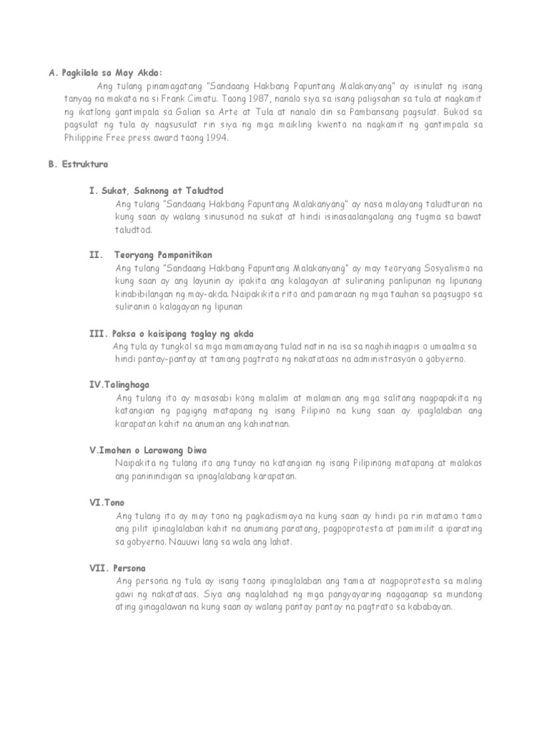 Balangkas NG Pagsusuri NG Tula | PDF