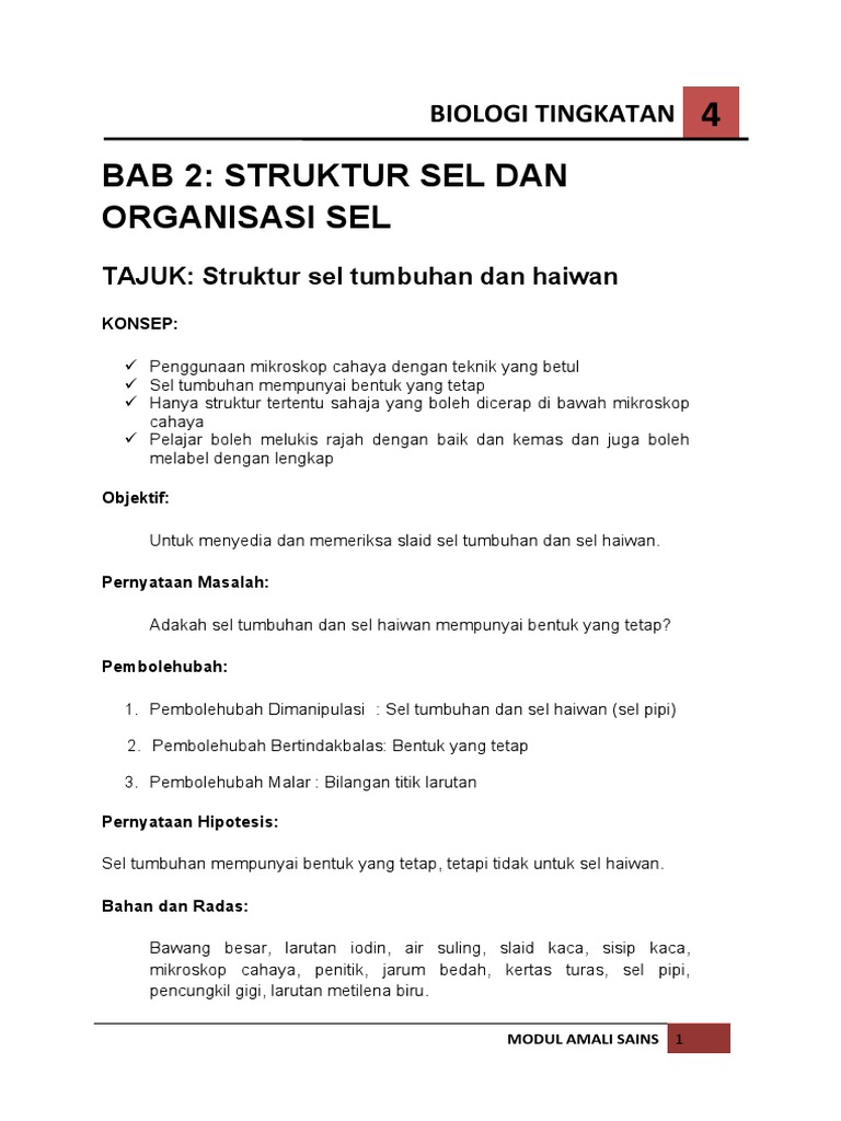 Modul BIOLOGI-TINGKATAN-4 | PDF