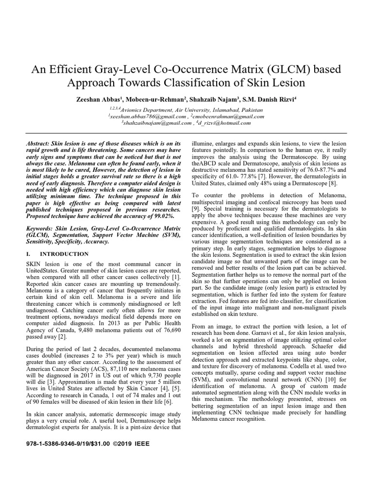 An Efficient Gray-Level Co-Occurrence Matrix (GLCM) Based | PDF | Image Segmentation | Wellness