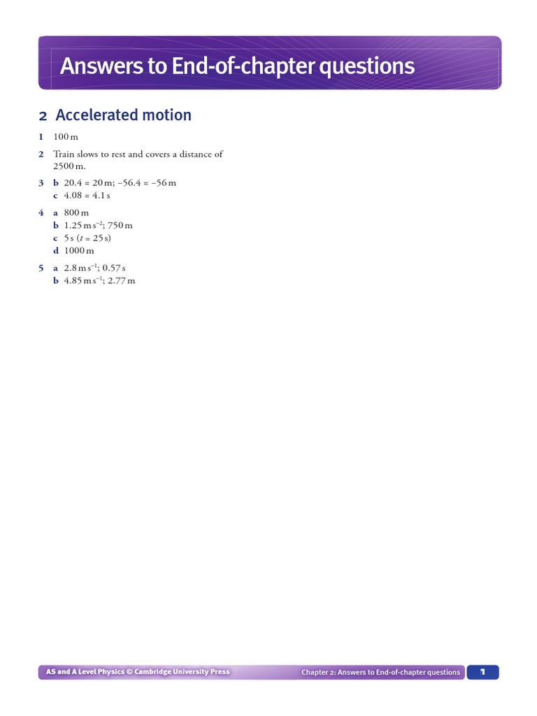 Answers To End-Of-Chapter Questions: 2 Accelerated Motion Accelerated Motion | PDF