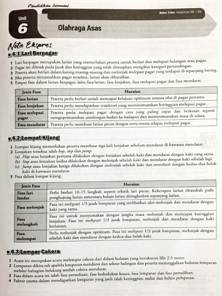 Nota Olahraga Asas | PDF