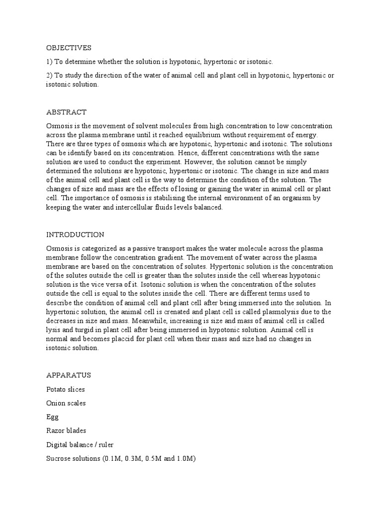 Bio 400 Lab 5 1 | PDF | Osmosis | Biology