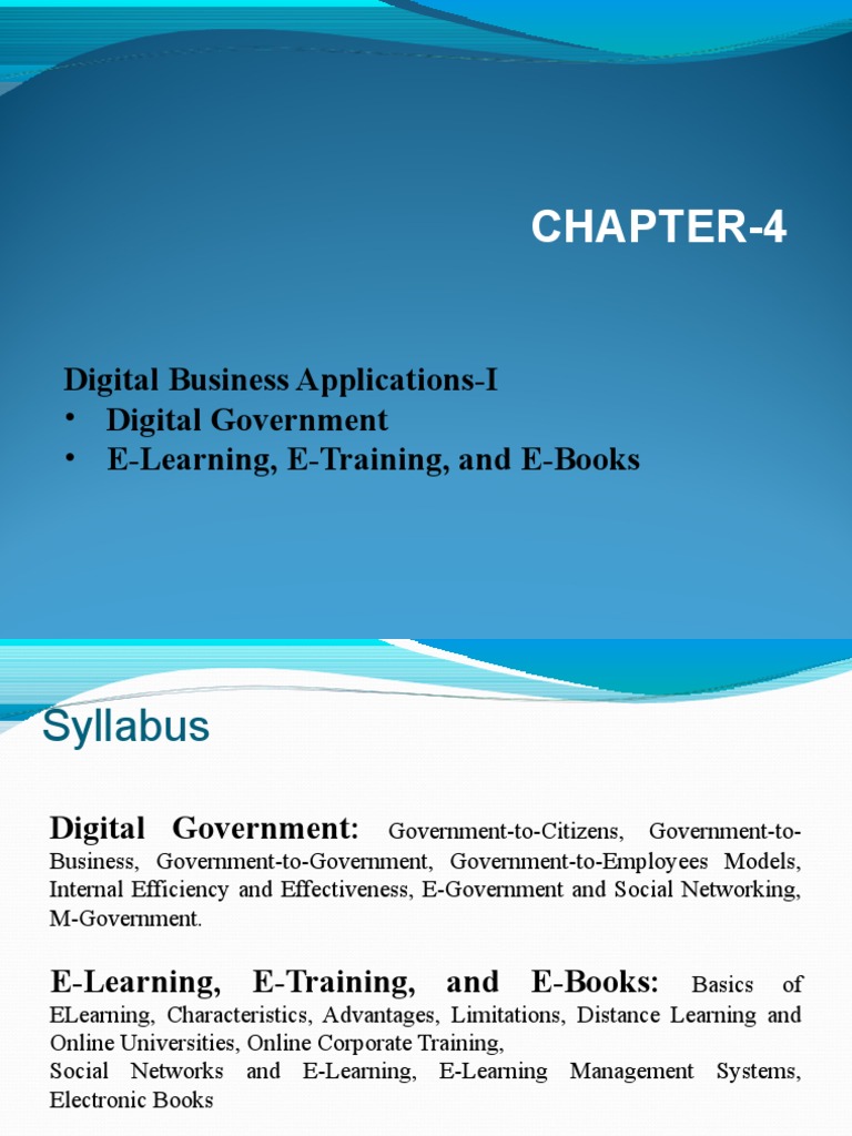 Chapter-4 Digital Business-I | PDF | Educational Technology | E Government