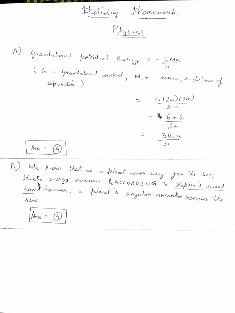 Physics Holiday Homework | PDF