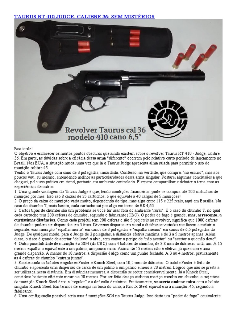 Taurus RT 410 Judge | PDF | Munição | Revólver