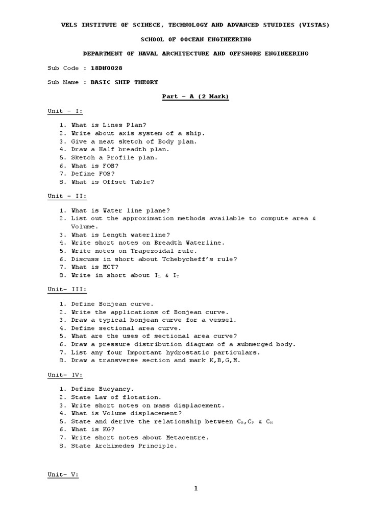 Basic Ship Theory Course Overview | PDF | Naval Architecture | Buoyancy