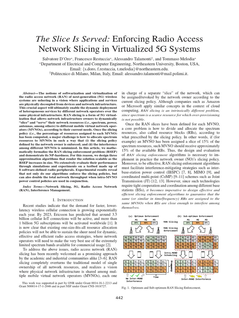 The Slice Is Served Enforcing Radio Access Network Slicing in Virtualized 5G Systems PDF | PDF ...