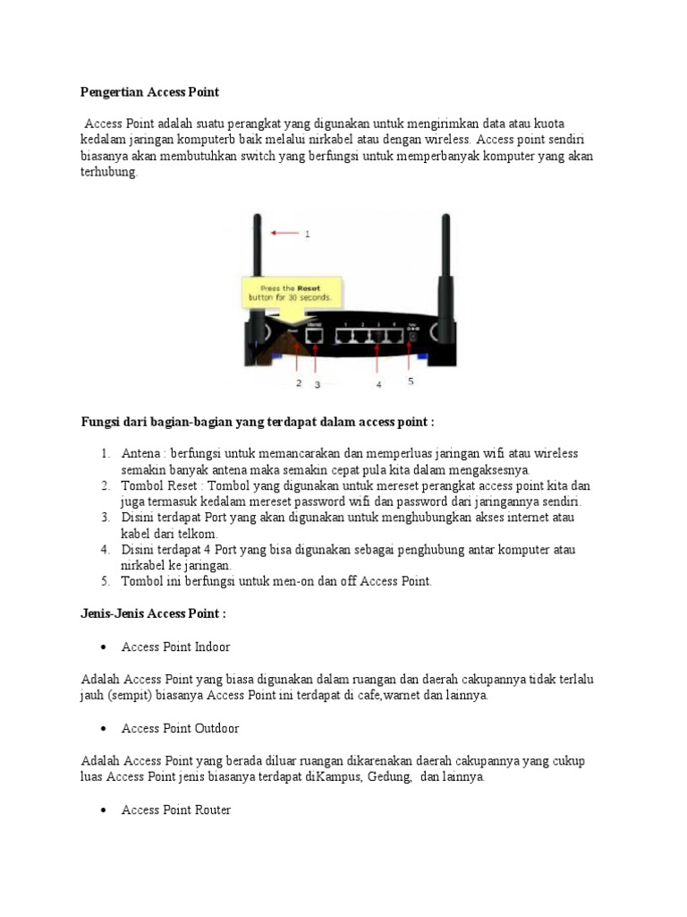 Fungsi dan Jenis Access Point Jaringan | PDF