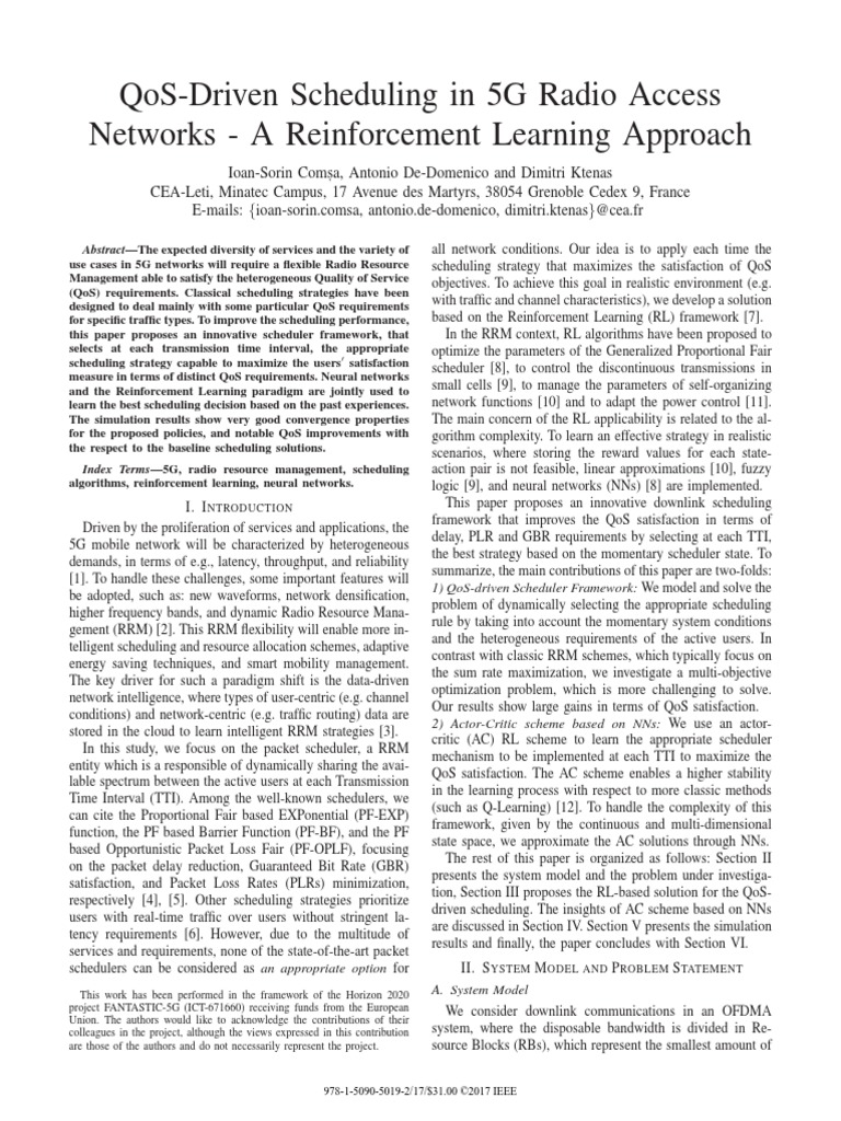 QoS-Driven Scheduling in 5G Radio Access PDF | PDF | Artificial Neural Network | Applied Mathematics