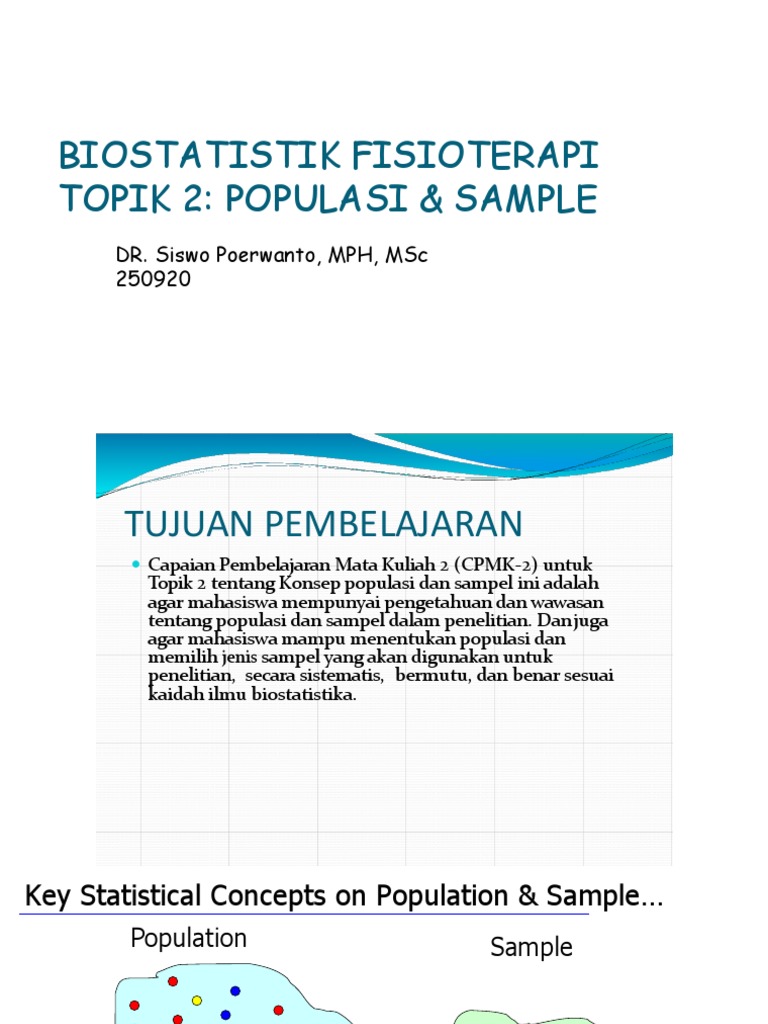 Biostat FT Topik 2-Populasi & Sample-250920-Ol | Download Free PDF | Sampling (Statistics ...