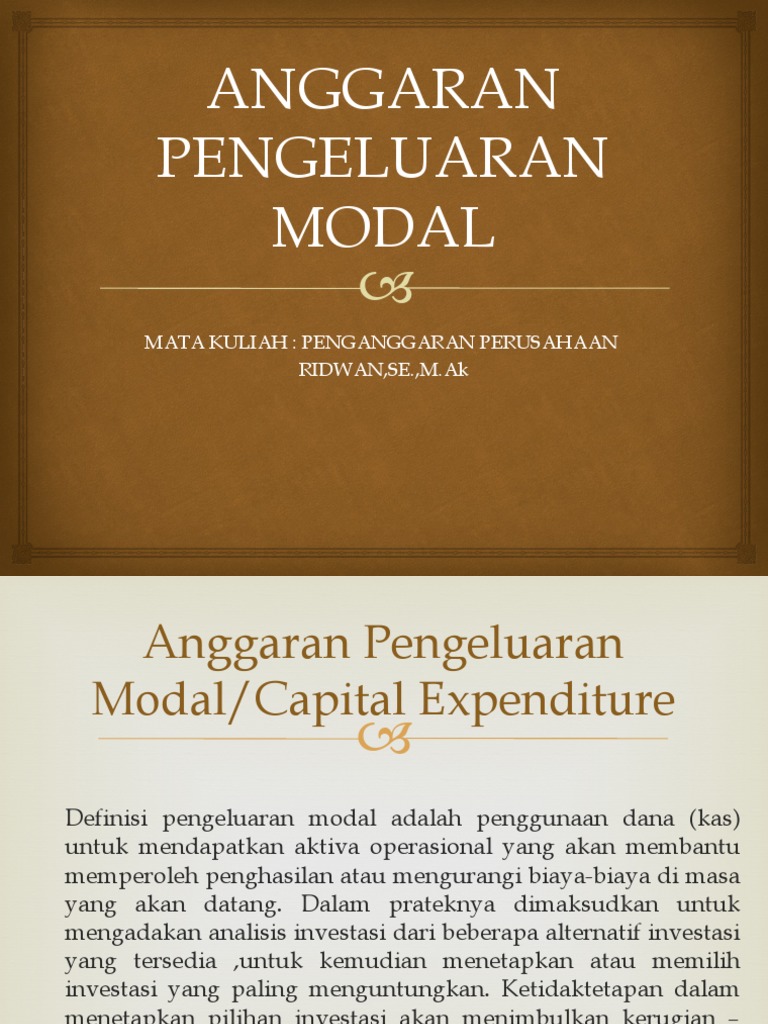 BAB 12 - Anggaran Pengeluaran Modal | PDF | Bisnis