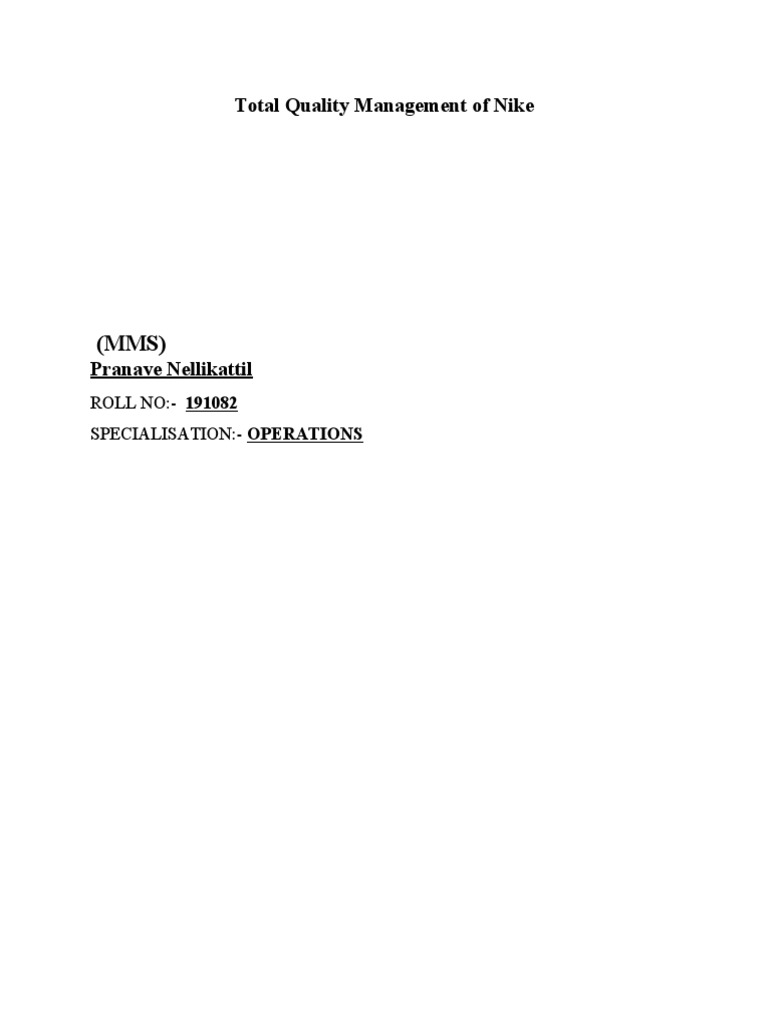 Total Quality Management Project | PDF | Six Sigma | Quality Management