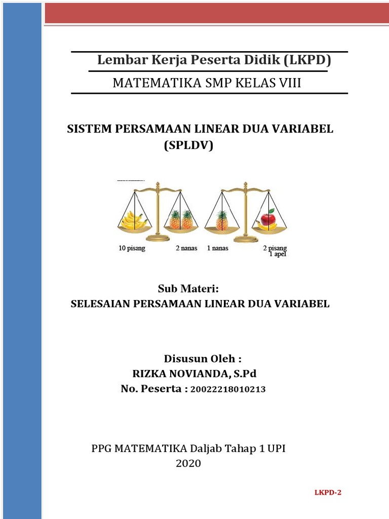 LKPD-2 SPLDV Kelas VIII | PDF | Metode & Bahan Ajar