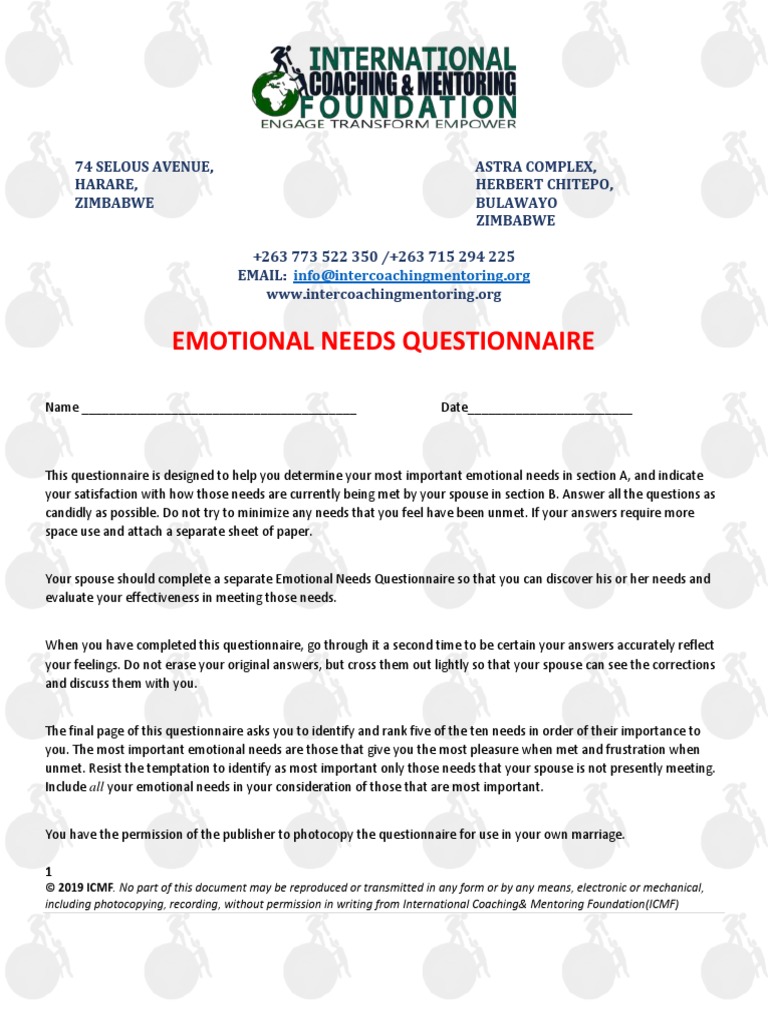 Emotional Needs Assessment | PDF | Physical Attractiveness | Interpersonal Relationships